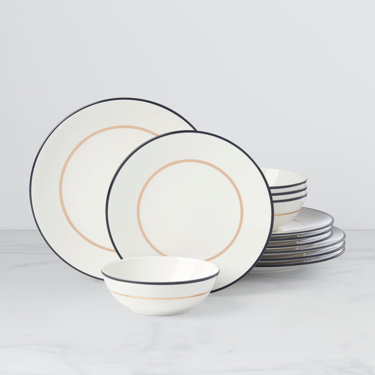 Make It Pop Black & Gold 12-Piece Dinnerware Set – Lenox Corporation