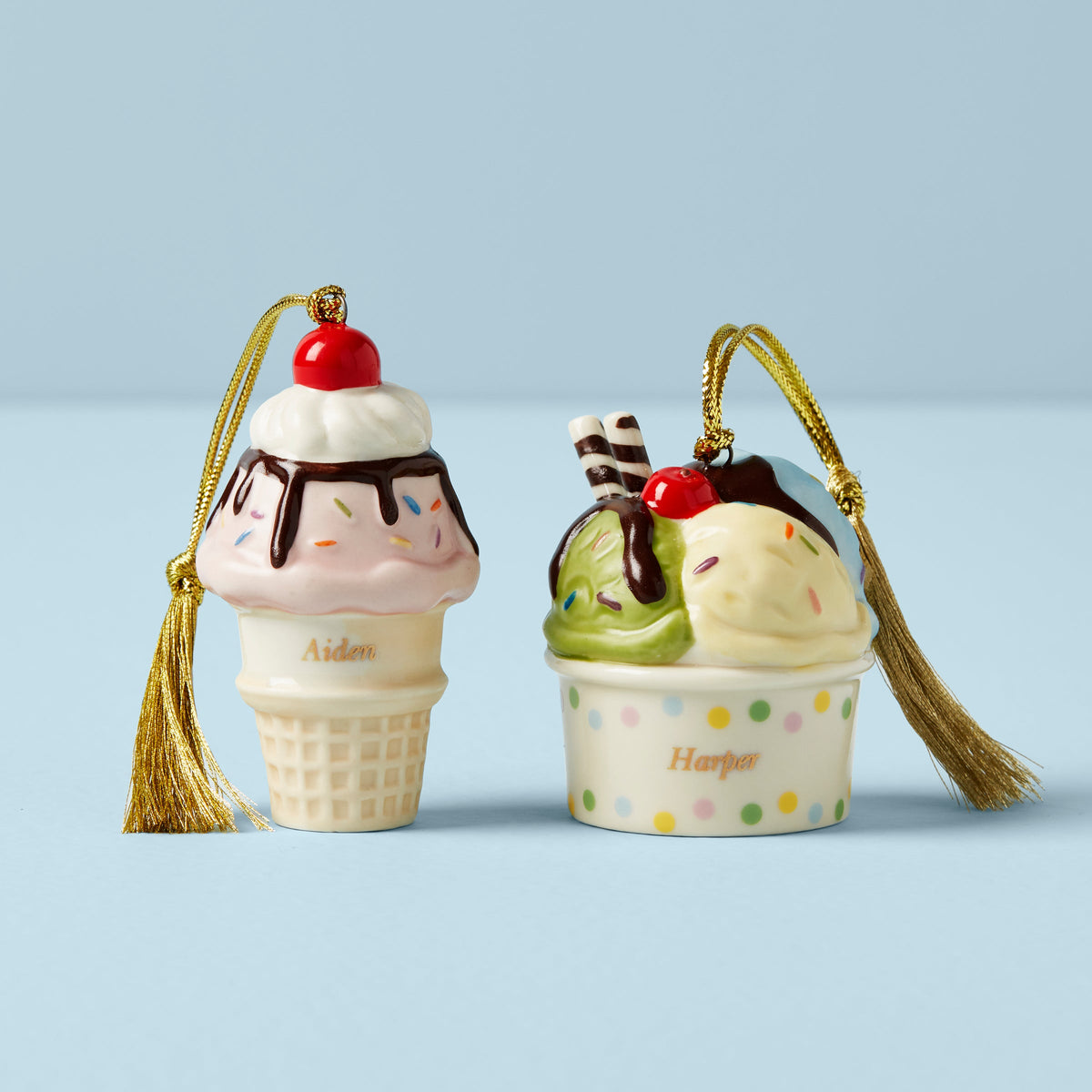 Personalized Ice Cream 2-Piece Ornament Set – Lenox Corporation