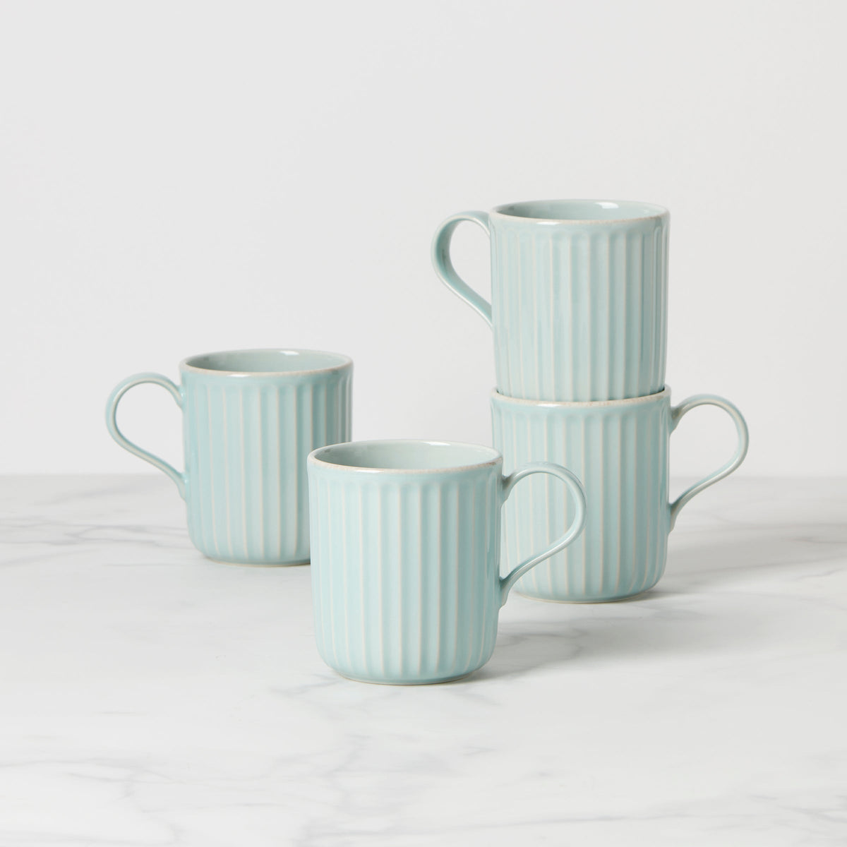 French Perle Scallop Ice Blue Mugs, Set of 4 – Lenox Corporation